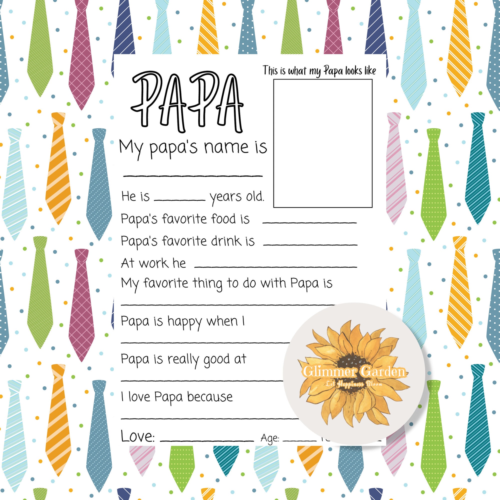 Father's Day Papa Interview: Fill-in Printable Gift (digital Download ...