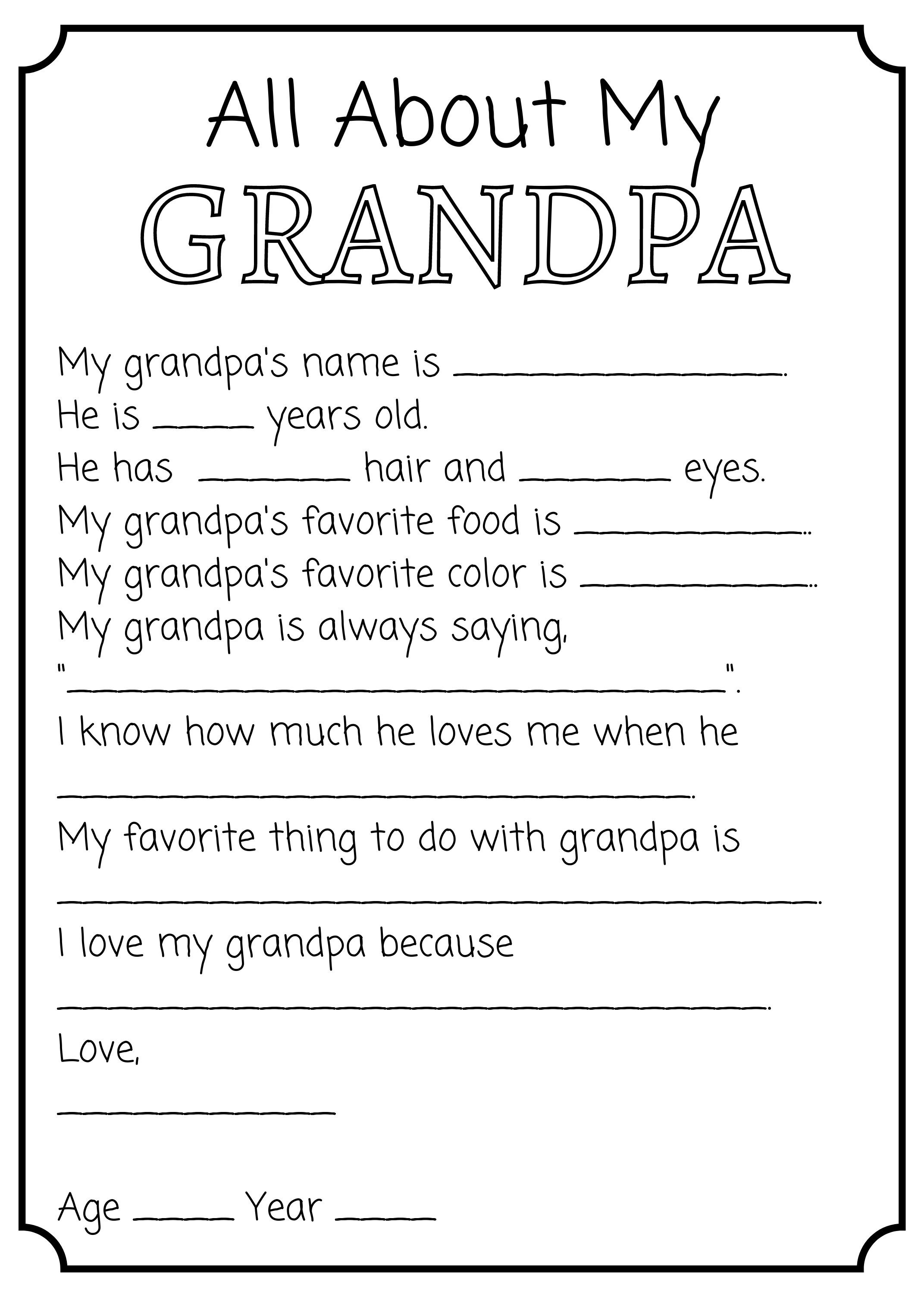 All About Grandpa Printable Fathers Day T Fathers Day