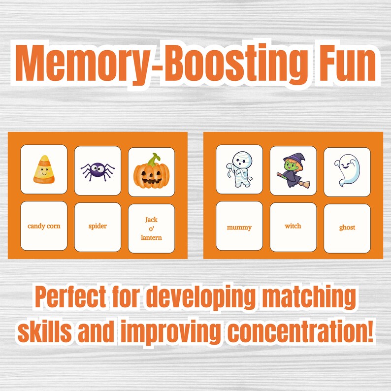Printable Halloween Matching Cards Set – Fun & Spooky 18-card Game for ...