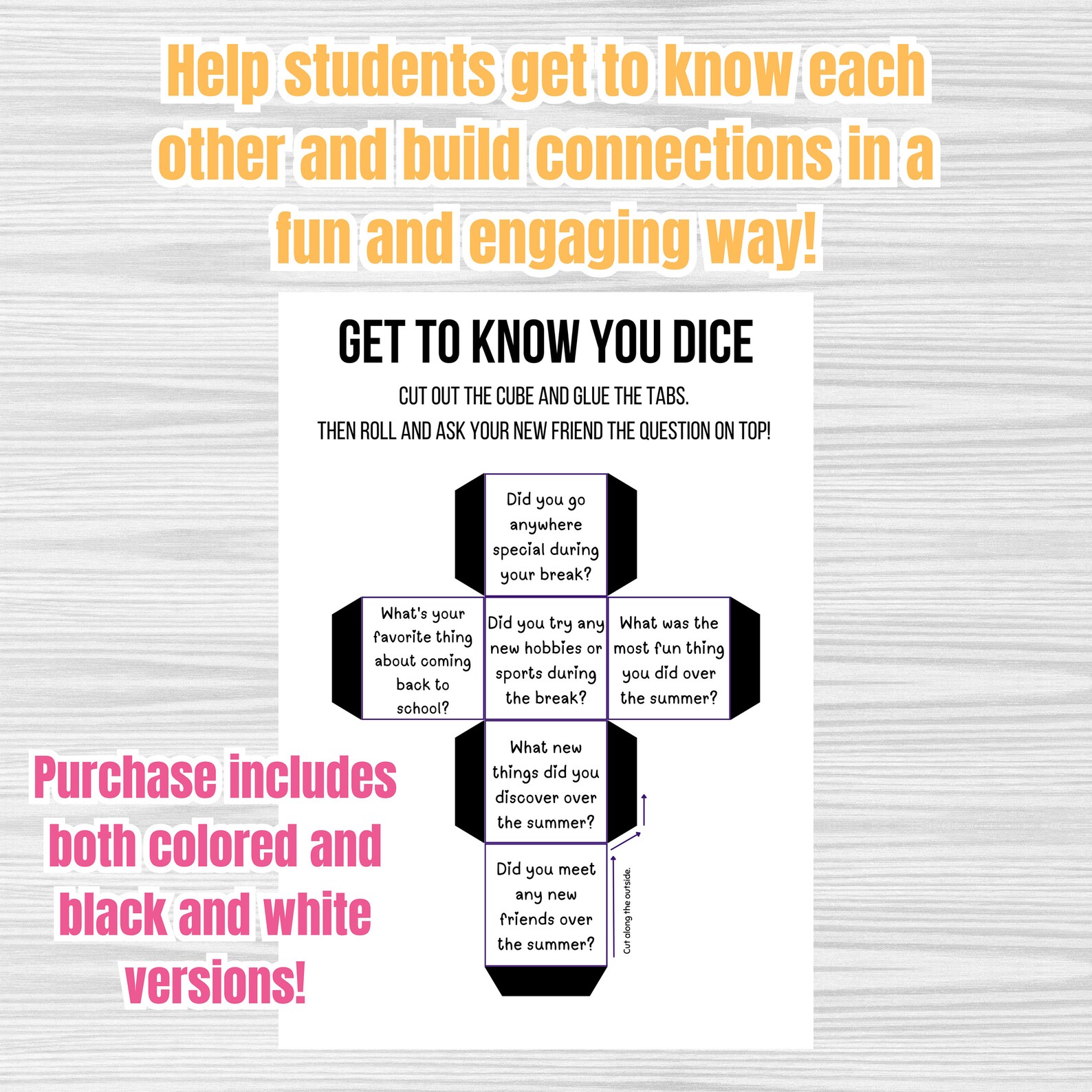 Get to Know You Dice Printable - Fun and Engaging Icebreaker for Kids ...