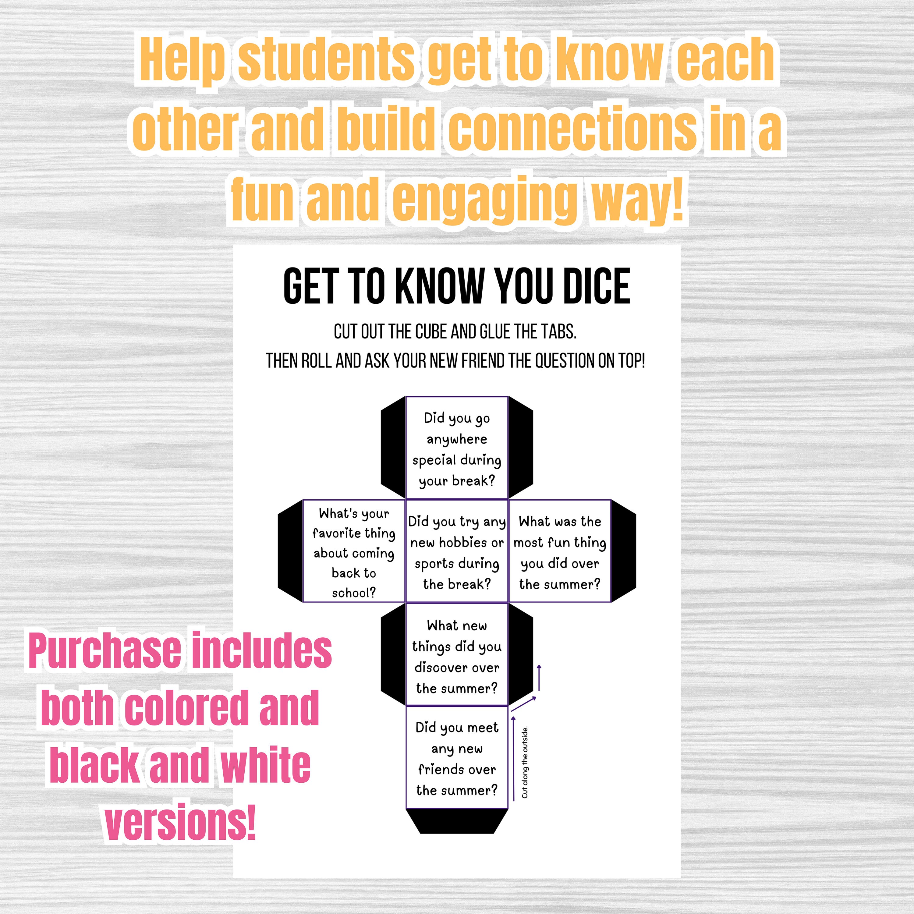 Get to Know You Dice Printable - Fun and Engaging Icebreaker for Kids ...