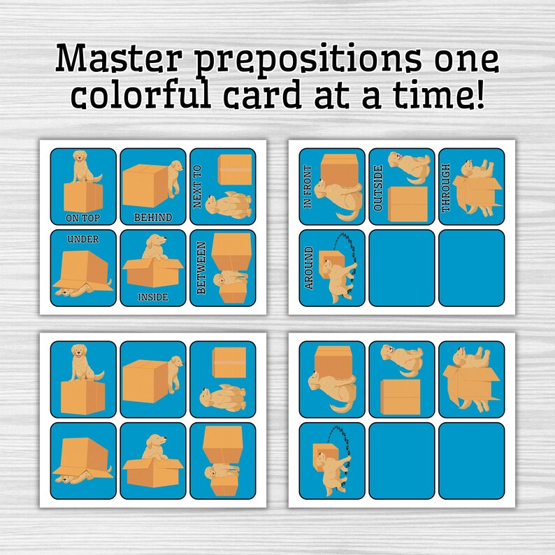 Printable Prepositions Flashcards BUNDLE – 12 Sets | With & Without ...