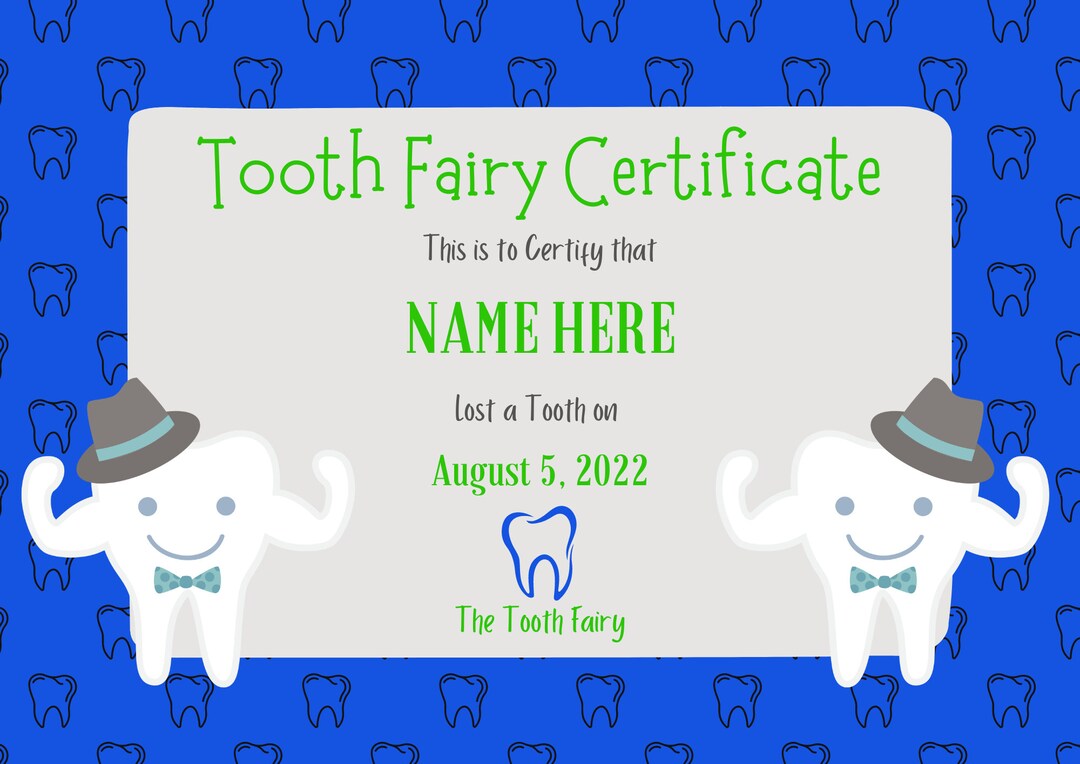 Editable Tooth Fairy Certificate / Digital Download / Tooth Fairy ...