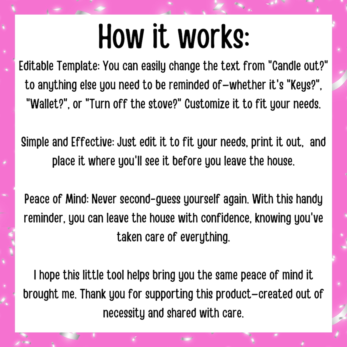 Editable ADHD Reminder Template Customizable candle Out Door Frame ...