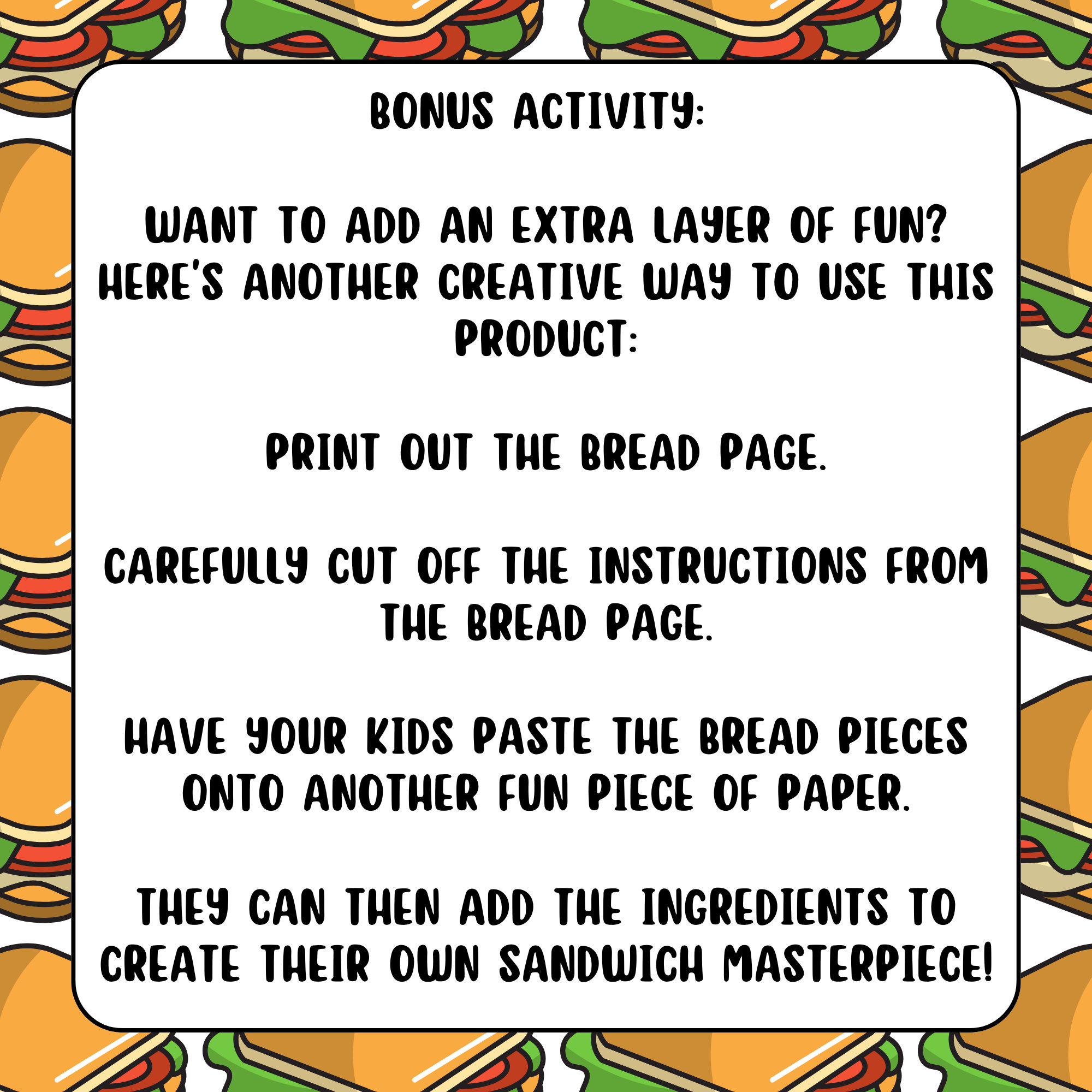 Build Your Own Sandwich Printable Kit: Fun Kids Activity (PDF) - Etsy
