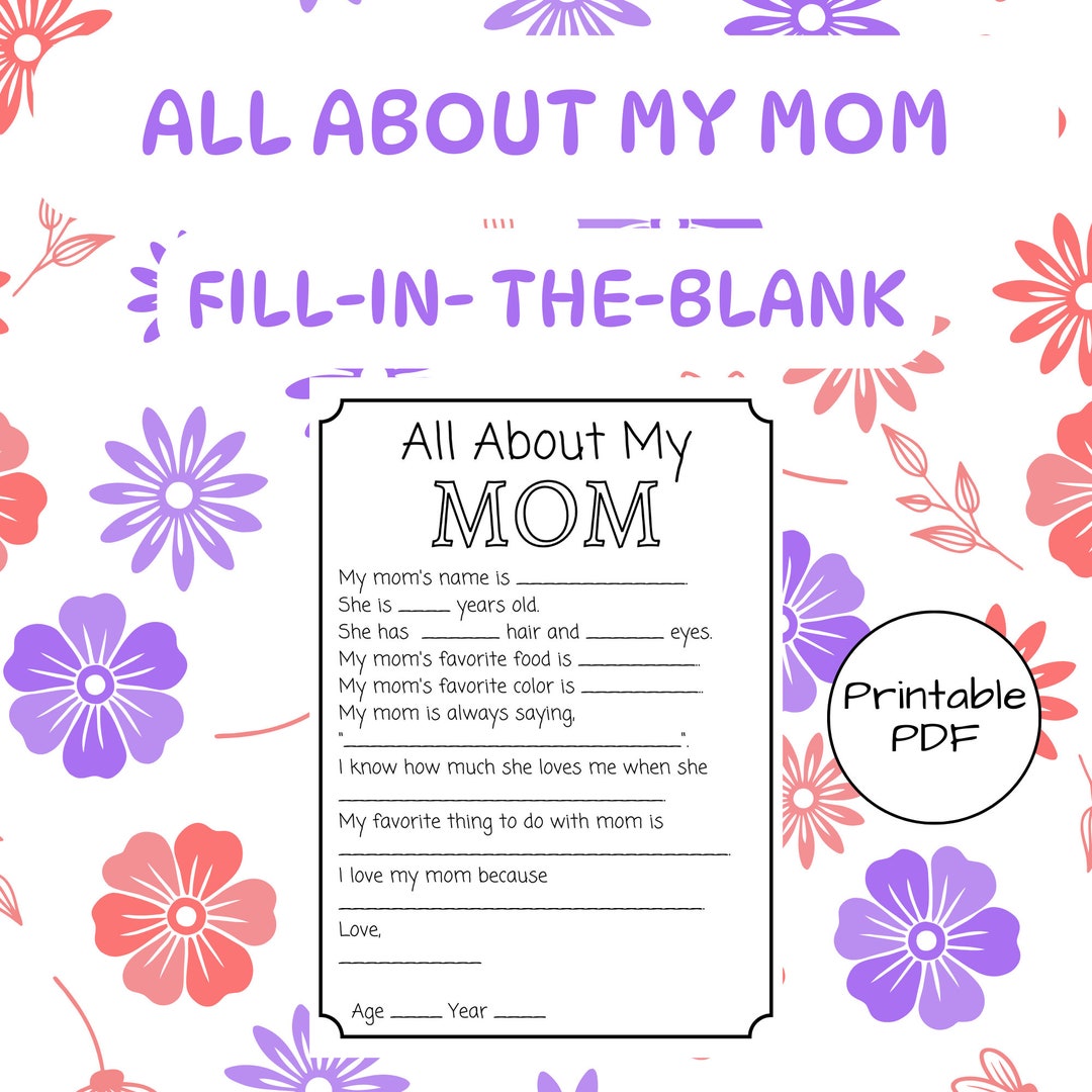 Mother's Day Questionnaire: All About My Mom Printable (PDF) - Etsy