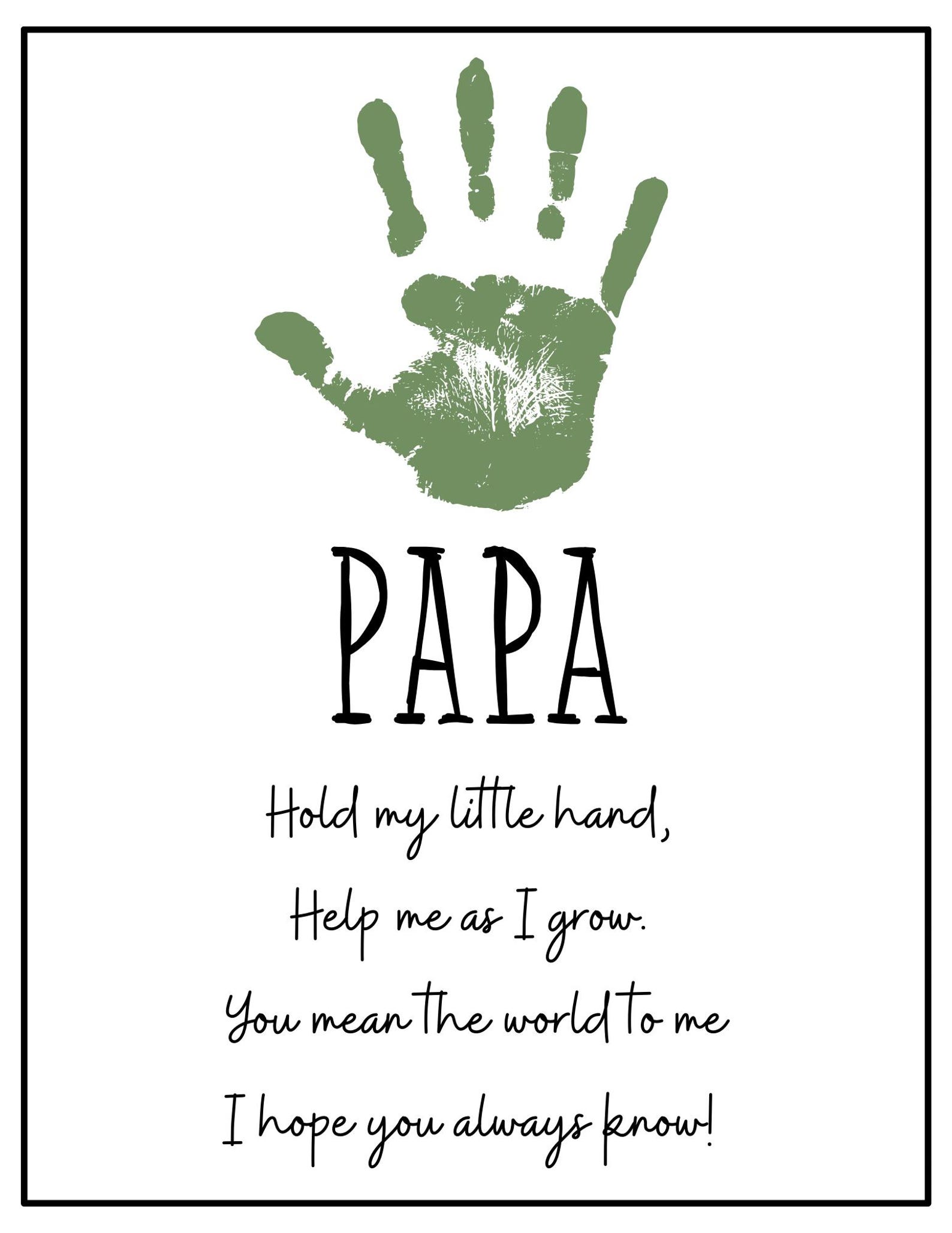 Handprint Papa Printable / Father's Day Gift / Father's Day Art ...
