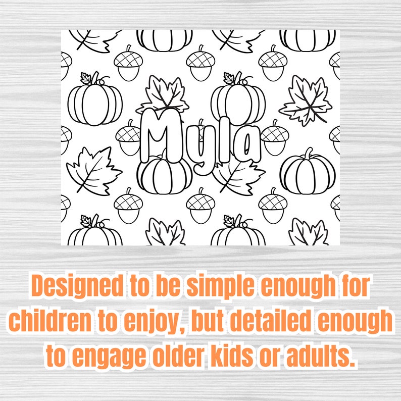 Personalized Fall-themed Coloring Page - Custom Name Printable ...