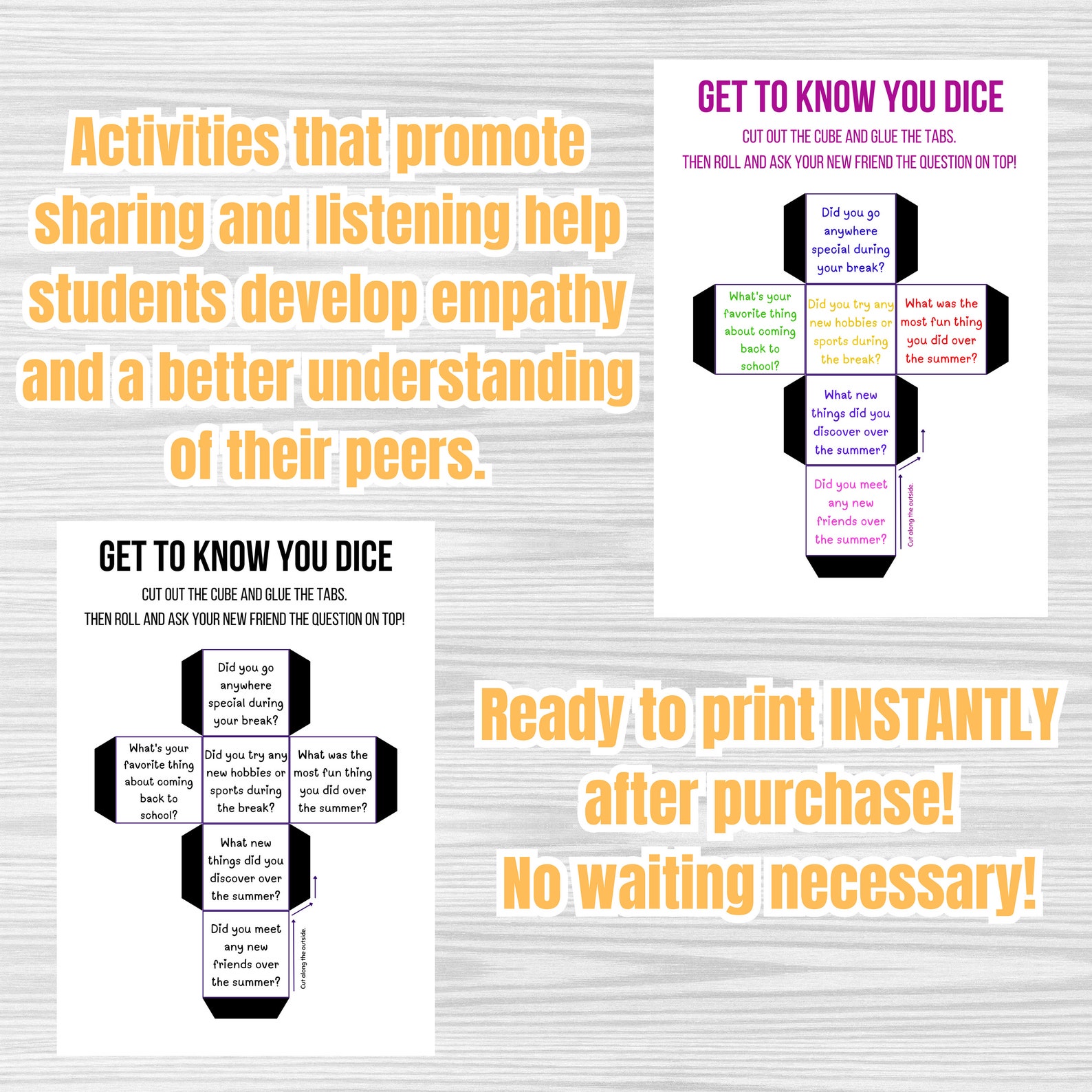 Get to Know You Dice Printable - Fun and Engaging Icebreaker for Kids ...