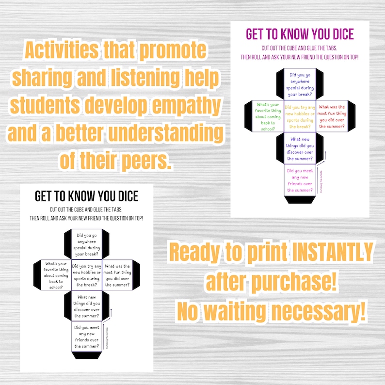 Get to Know You Dice Printable - Fun and Engaging Icebreaker for Kids ...