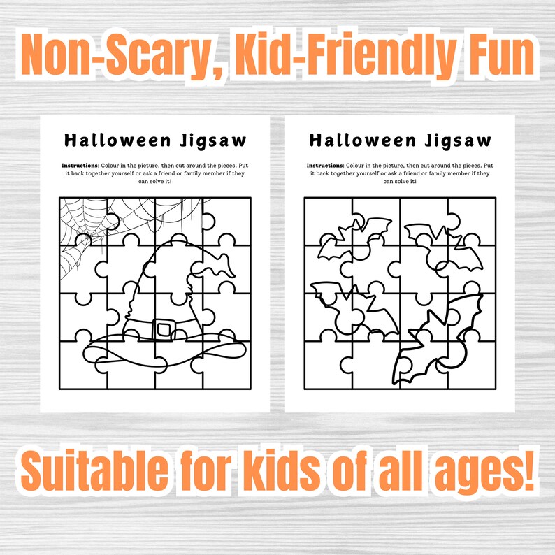Printable Halloween Puzzles for Kids: Cut, Assemble & Play! (PDF) - Etsy