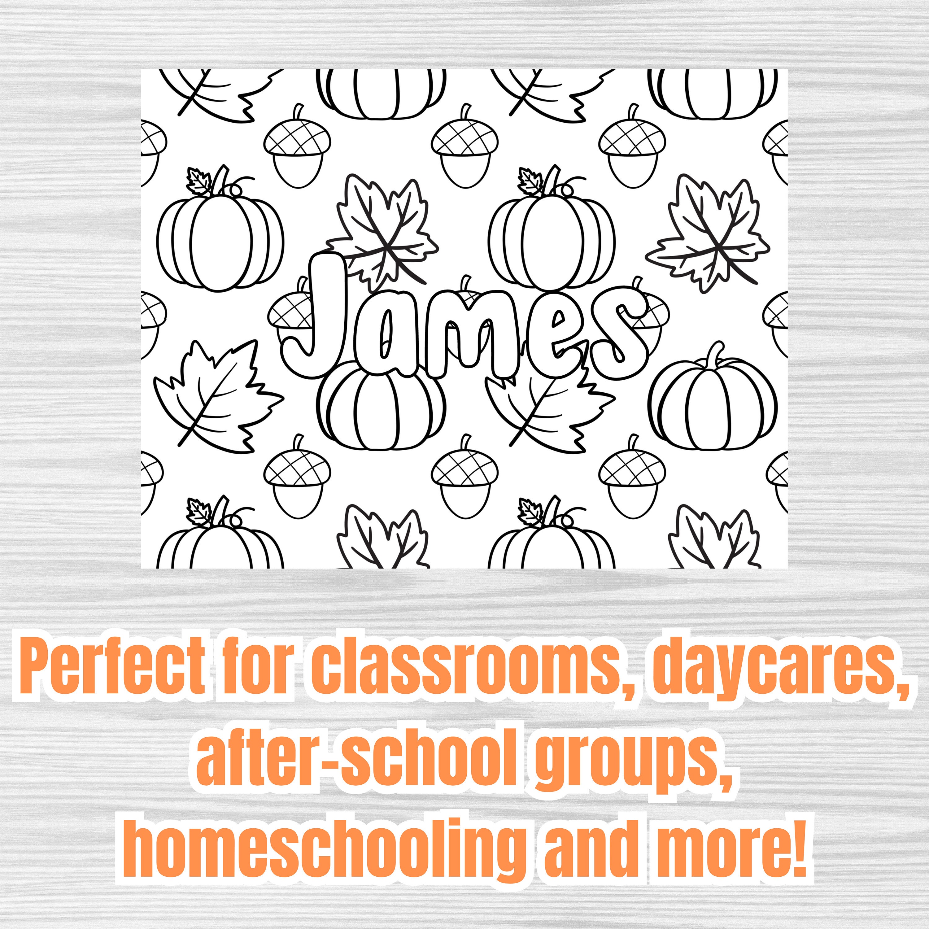 Personalized Fall-themed Coloring Page - Custom Name Printable ...