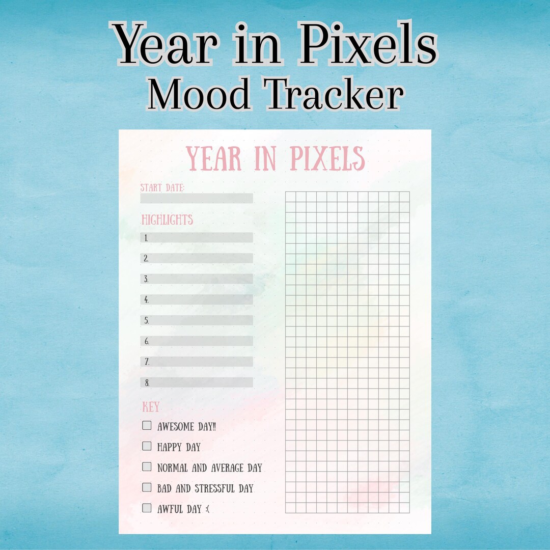 Pastel Year in Pixels - Mood Tracker - Digital Download (8.5 X 11 PDF ...
