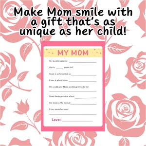 Mother's Day Questionnaire for Kids: Printable Activity (digital ...