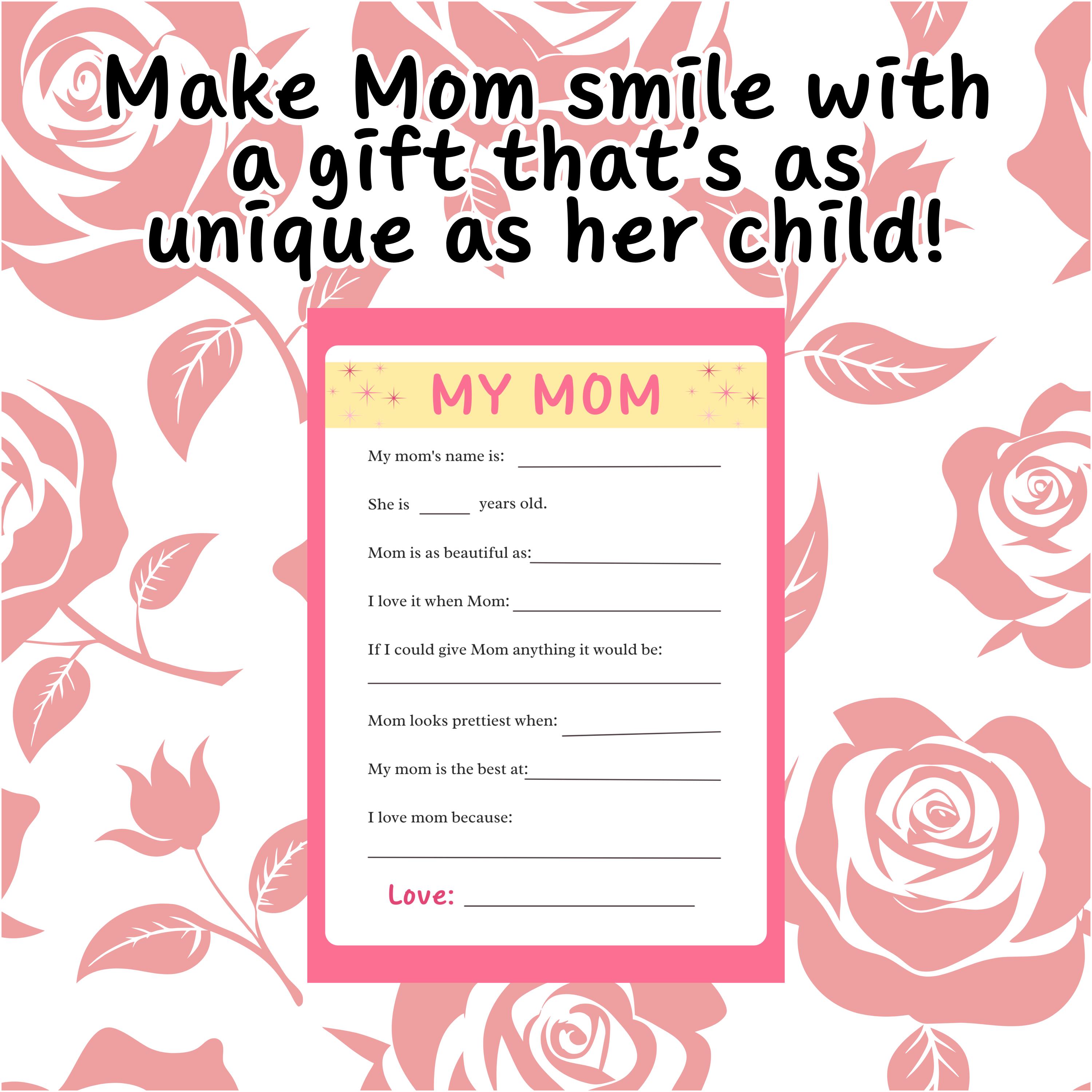 Mother's Day Questionnaire for Kids: Printable Activity (digital ...