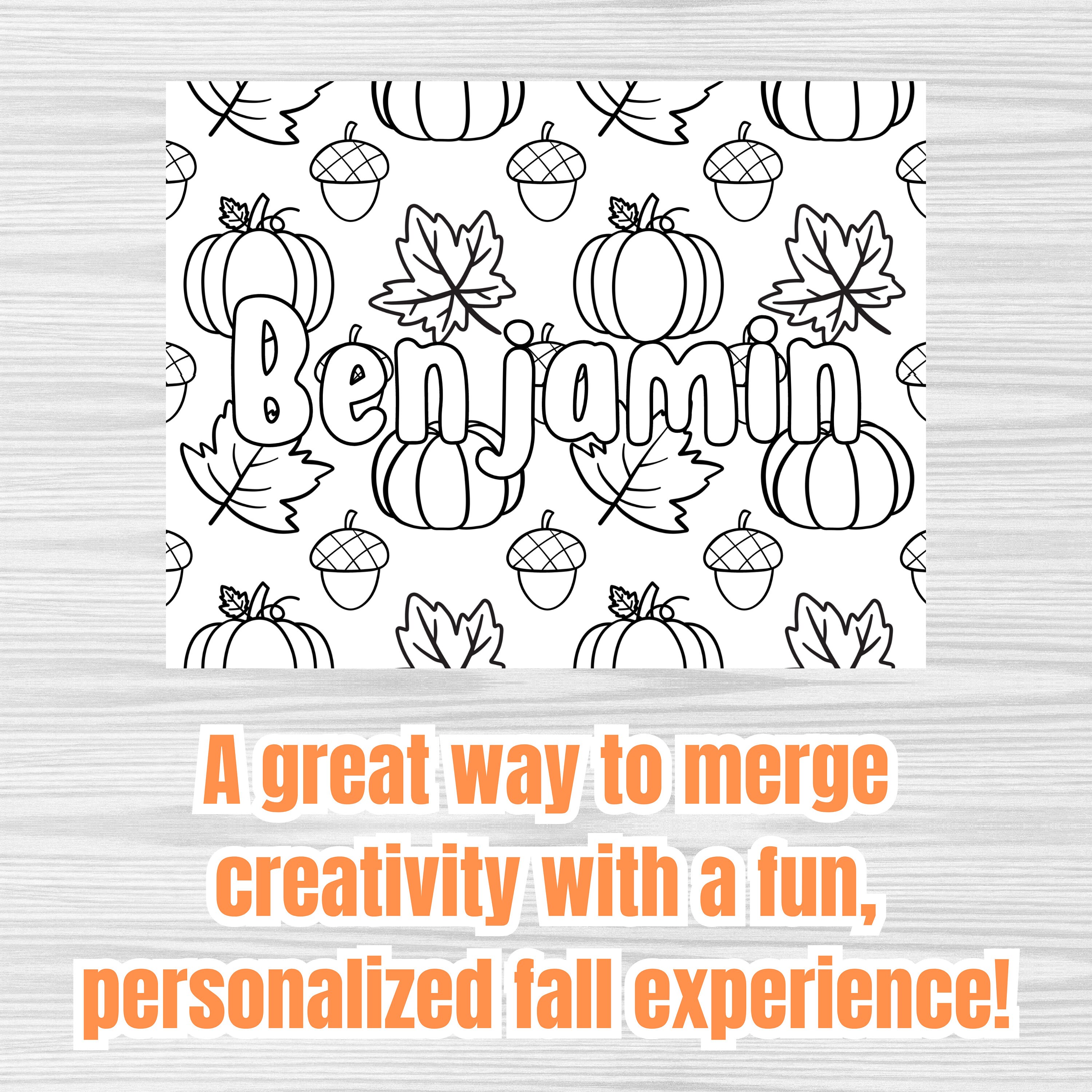 Personalized Fall-themed Coloring Page - Custom Name Printable ...