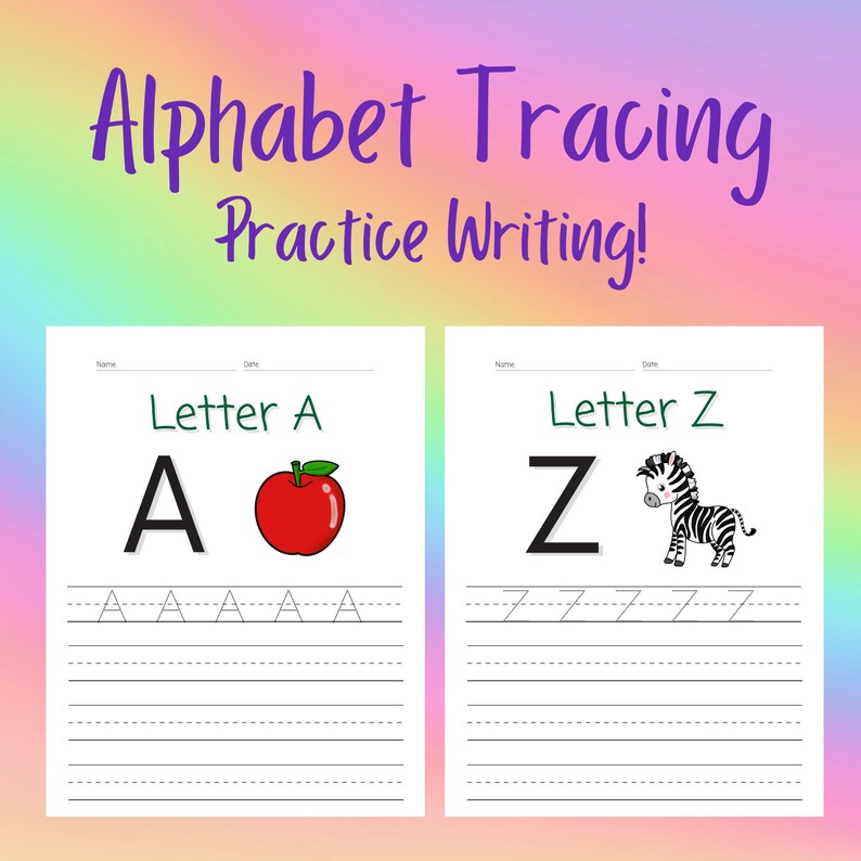 Tracing Worksheets / Alphabet / Writing Practice / Learning - Etsy