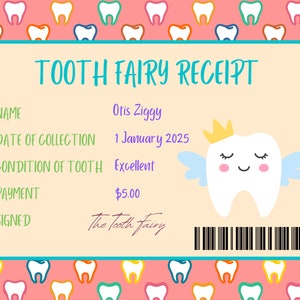 Editable Tooth Fairy Receipt / Digital Download / Tooth Fairy Printable ...