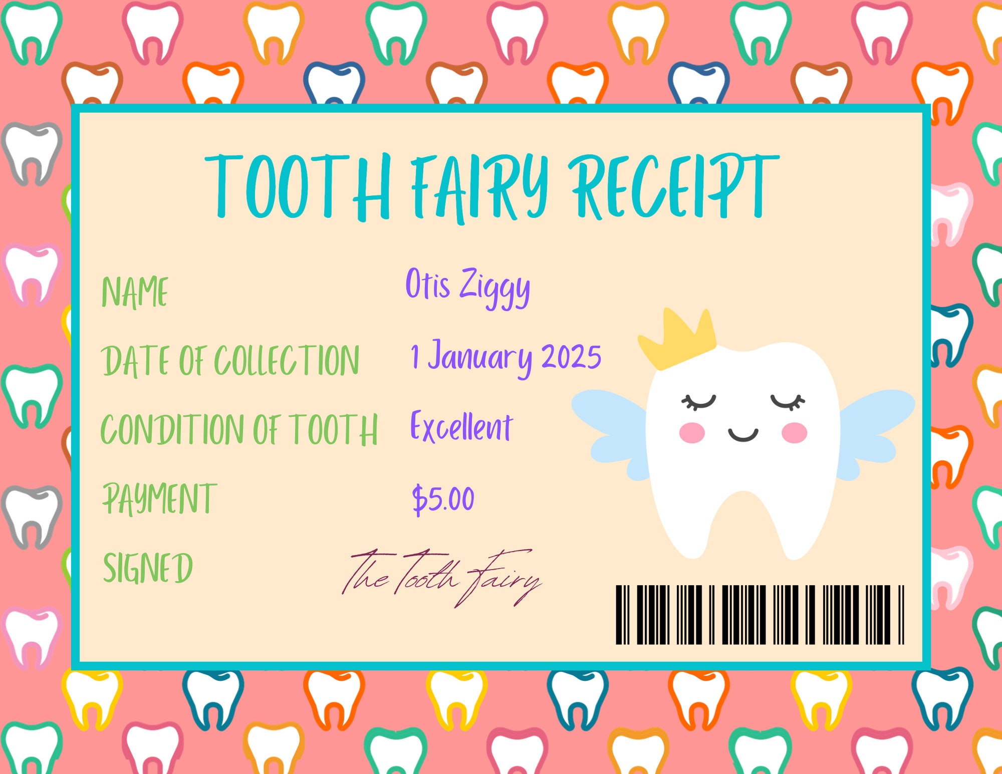Editable Tooth Fairy Receipt / Digital Download / Tooth Fairy Printable ...