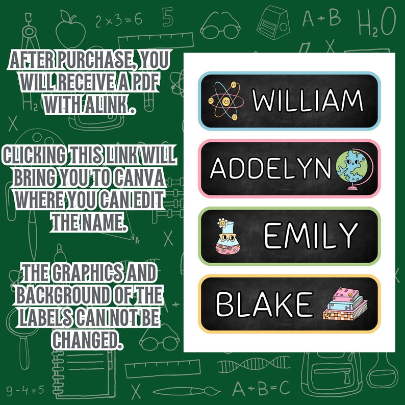 Groovy School Class Name Labels - Editable Canva Template With 8 Unique ...