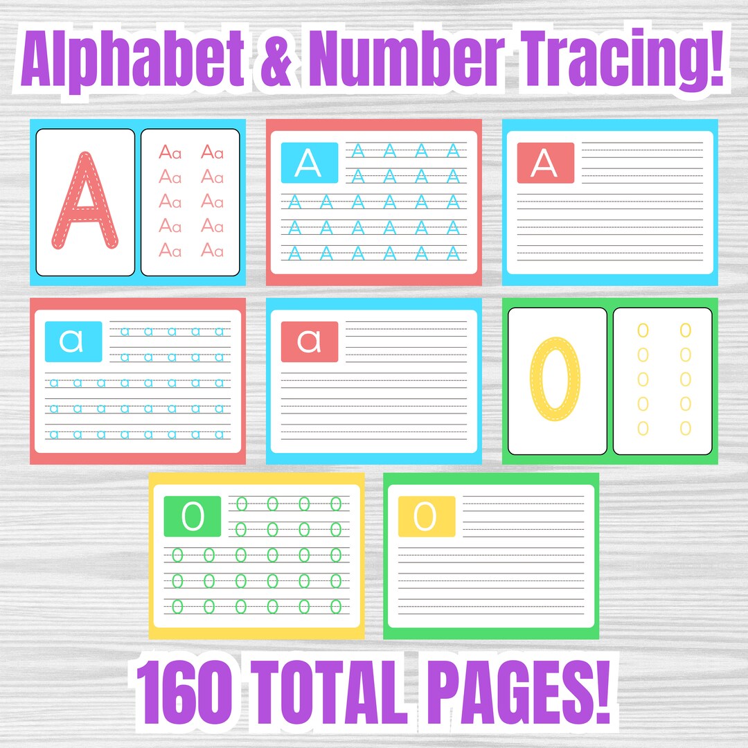 Alphabet & Number Tracing Worksheets: Early Learning Flashcards (PDF ...