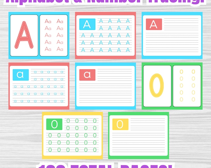 Alphabet & Number Tracing Worksheets: Early Learning Flashcards (PDF ...