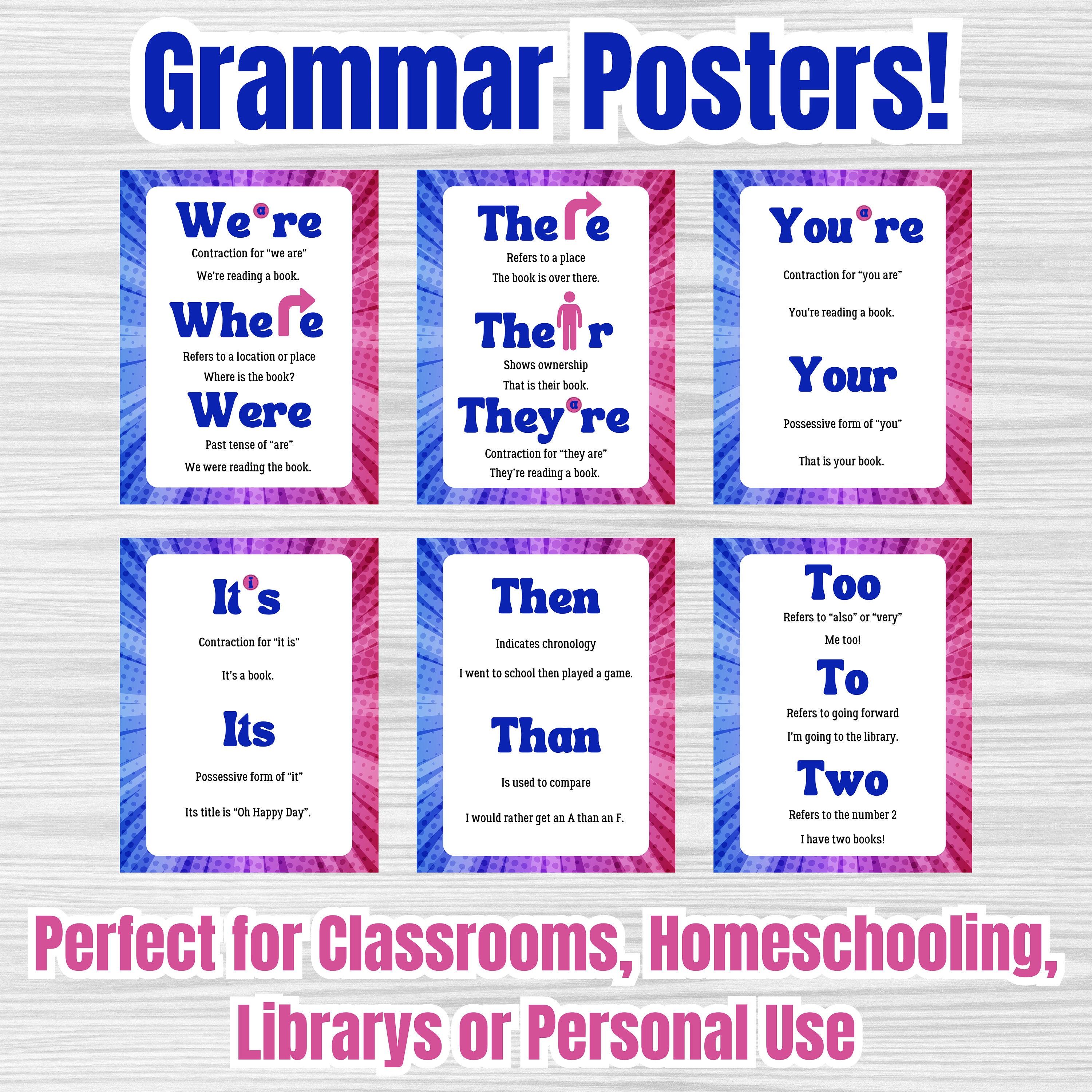Printable Grammar Posters | Commonly Confused Words: Their, There, They ...