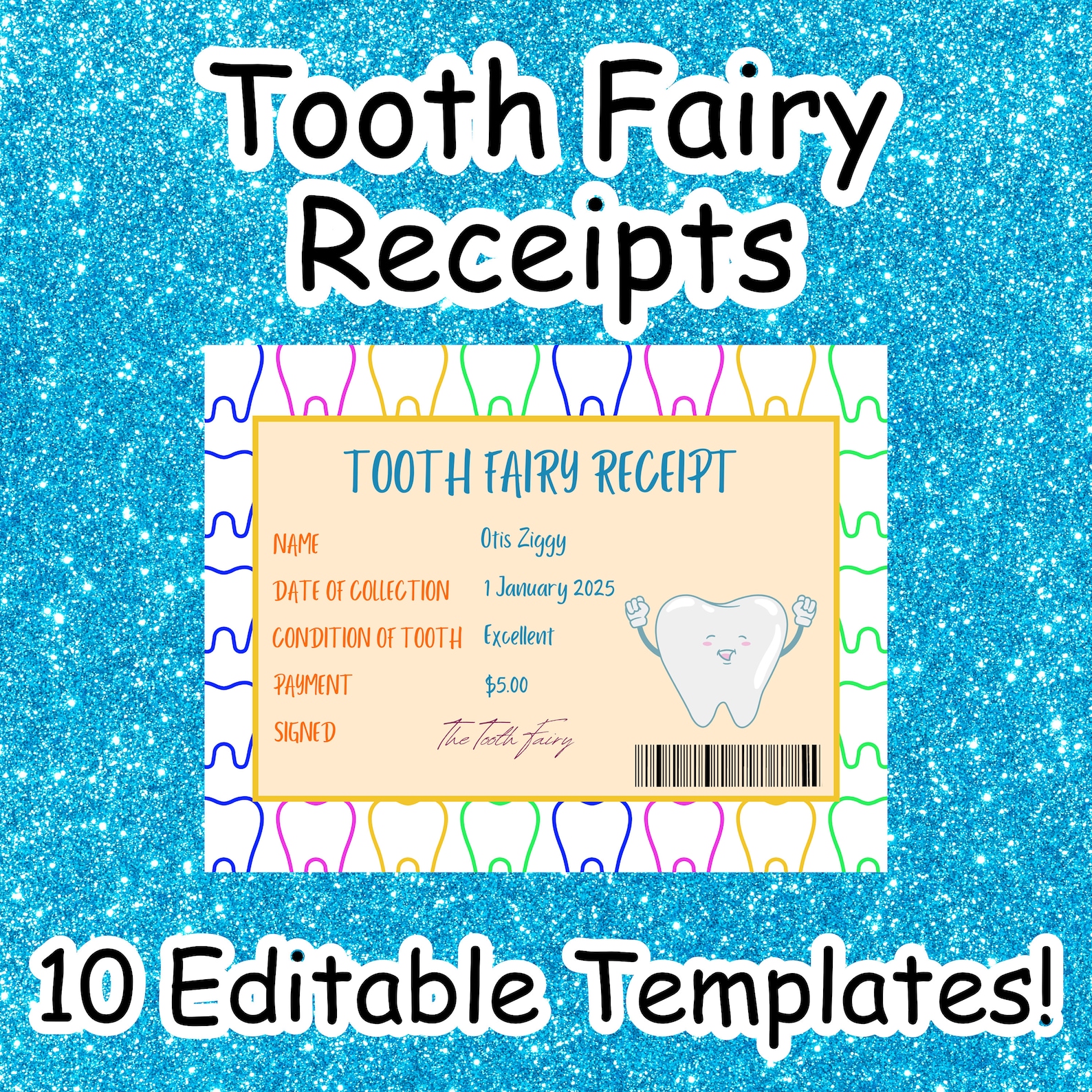 Editable Tooth Fairy Receipt Templates: 10 Fun Designs (canva) - Etsy