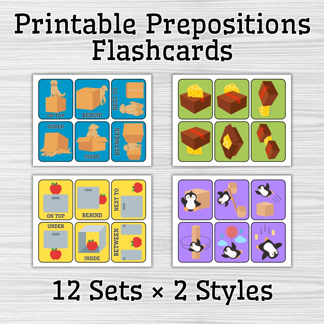 Preposition Flashcards Bundle: ESL, Preschool & Kindergarten (printable ...