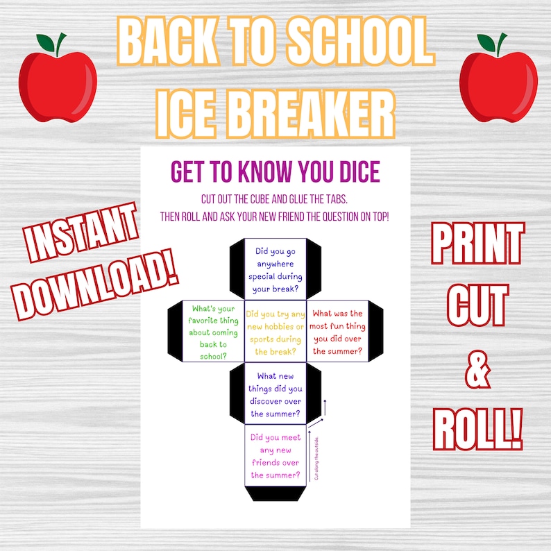 Get to Know You Dice Printable - Fun and Engaging Icebreaker for Kids ...