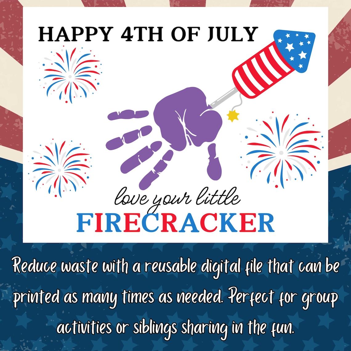 4th of July Handprint Craft: Kids Patriotic DIY Art (instant Download ...