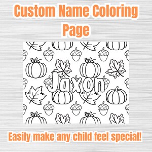 Personalized Fall-themed Coloring Page Custom Name Printable Editable ...