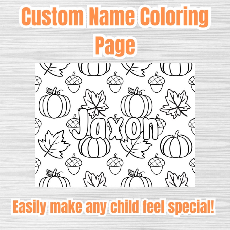 Personalized Fall-themed Coloring Page - Custom Name Printable ...