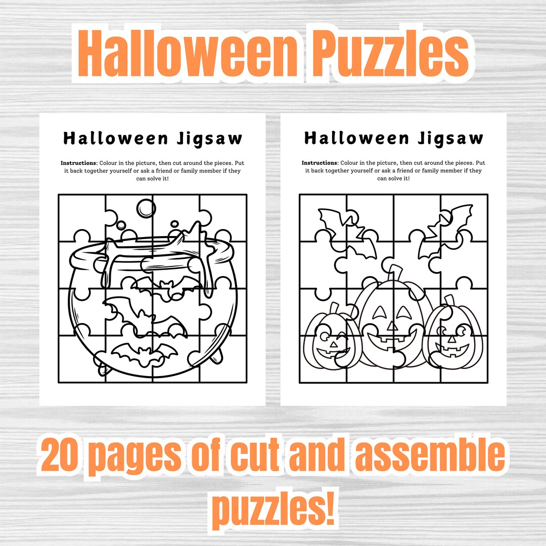 Printable Halloween Puzzles for Kids: Cut, Assemble & Play! (PDF) - Etsy