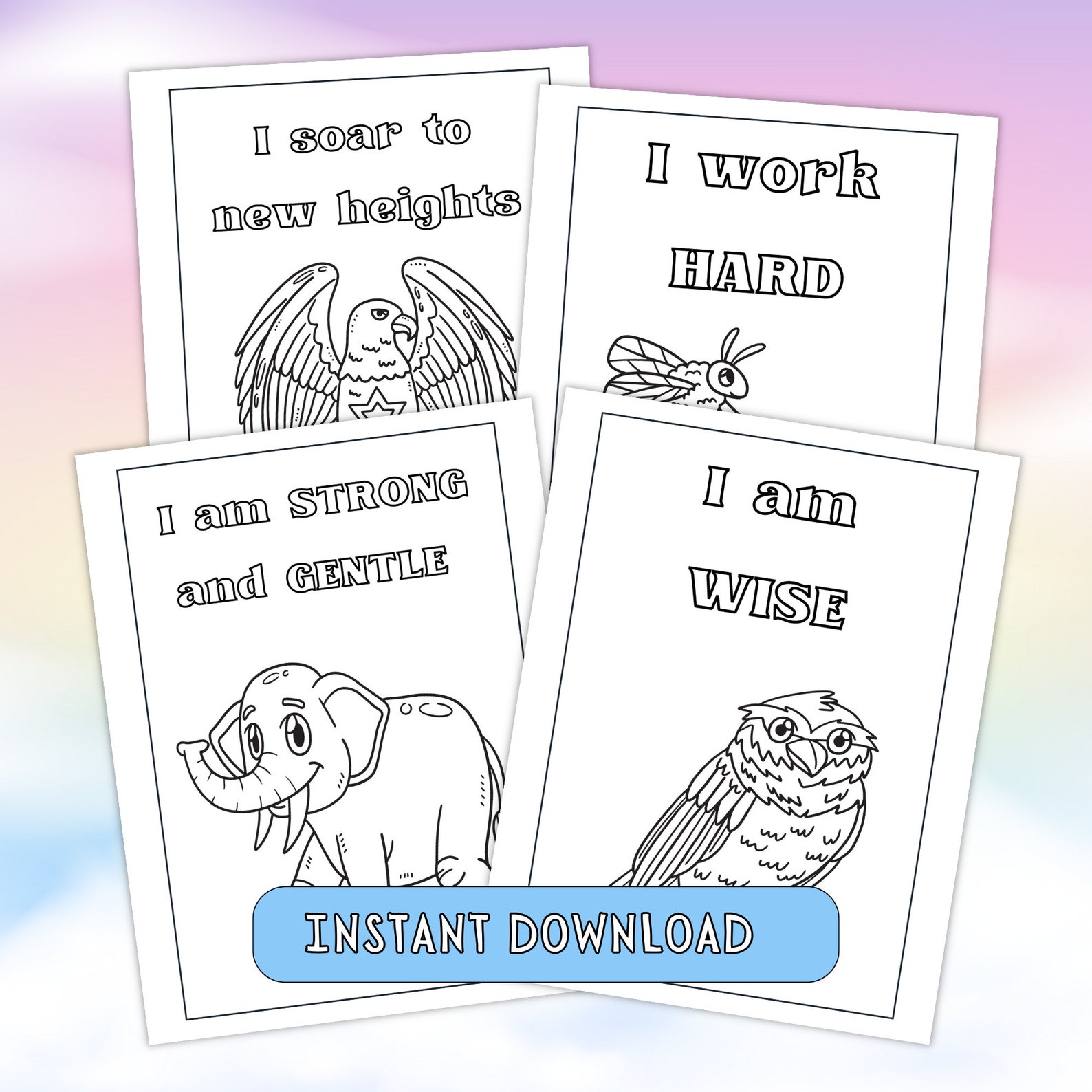 Positive Affirmation Coloring Sheets - Animal Coloring Pages ...