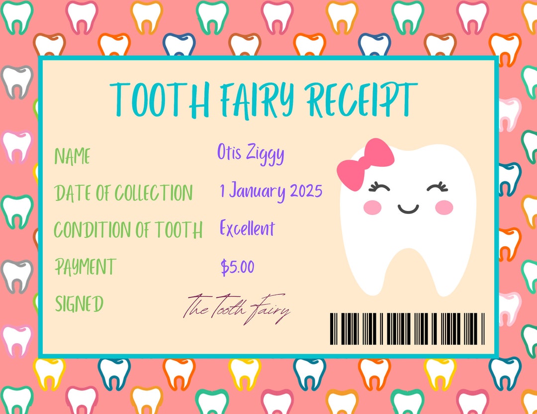 Editable Tooth Fairy Receipt / Digital Download / Tooth Fairy Printable ...