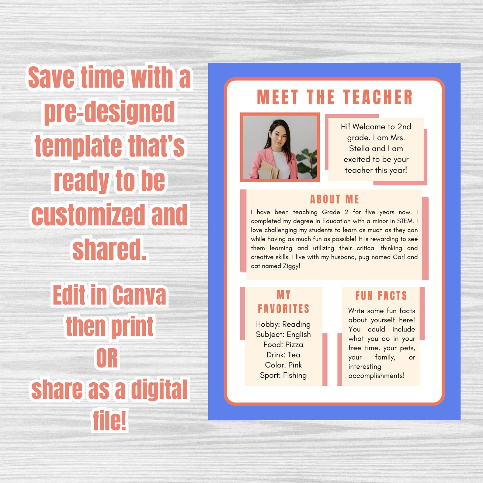 Editable Meet the Teacher Canva Template - Cute & Customizable Back-to ...