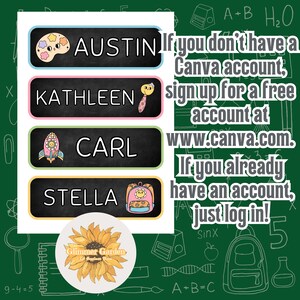 Groovy School Class Name Labels - Editable Canva Template With 8 Unique ...