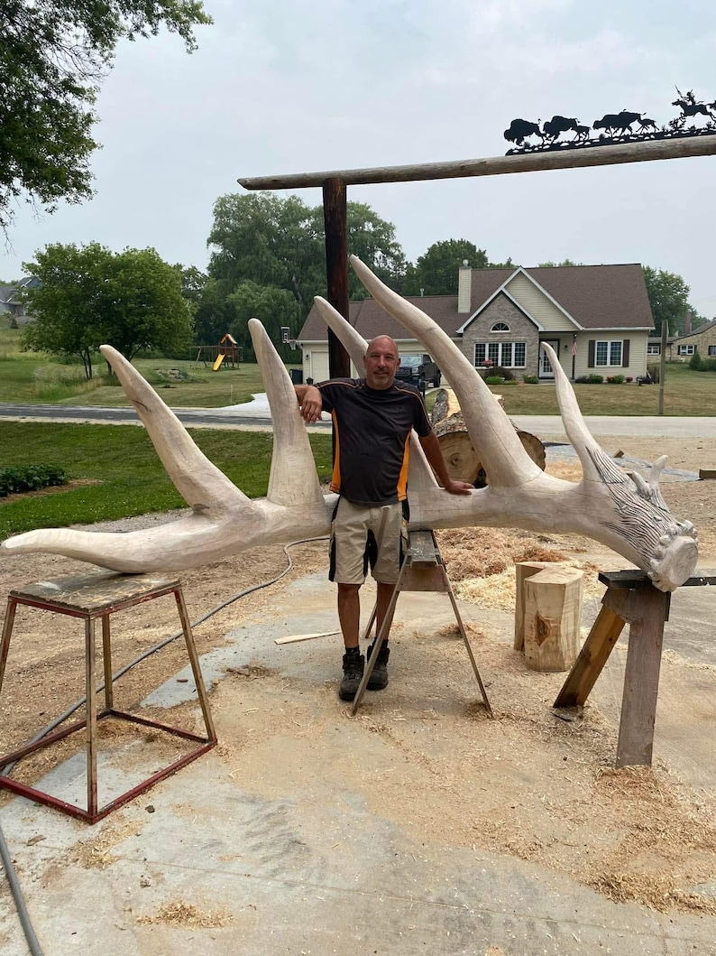 12ft Long Deer Antler Display (chainsaw Art) - Etsy