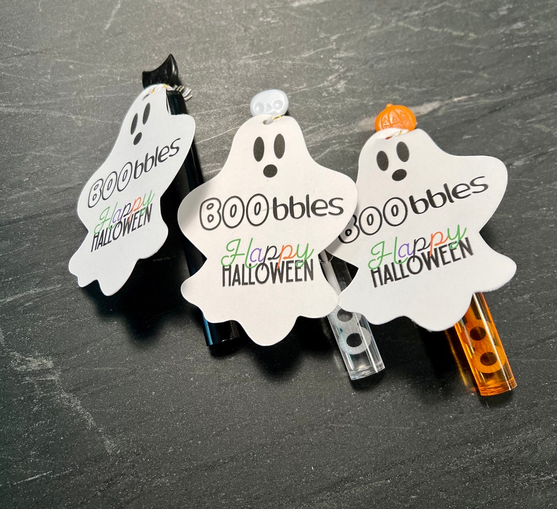 Printable Tag Halloween Bubbles Ghost Personalize - Etsy