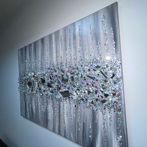 Crushed Glass and Glitter Canvas Hand Made Wall Art Wall - Etsy