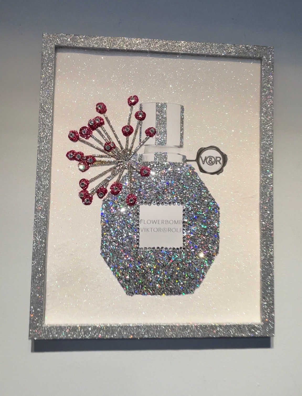 Perfume Wall Art, Crystal Rhinestone and Glitter Picture, Home Decor ...