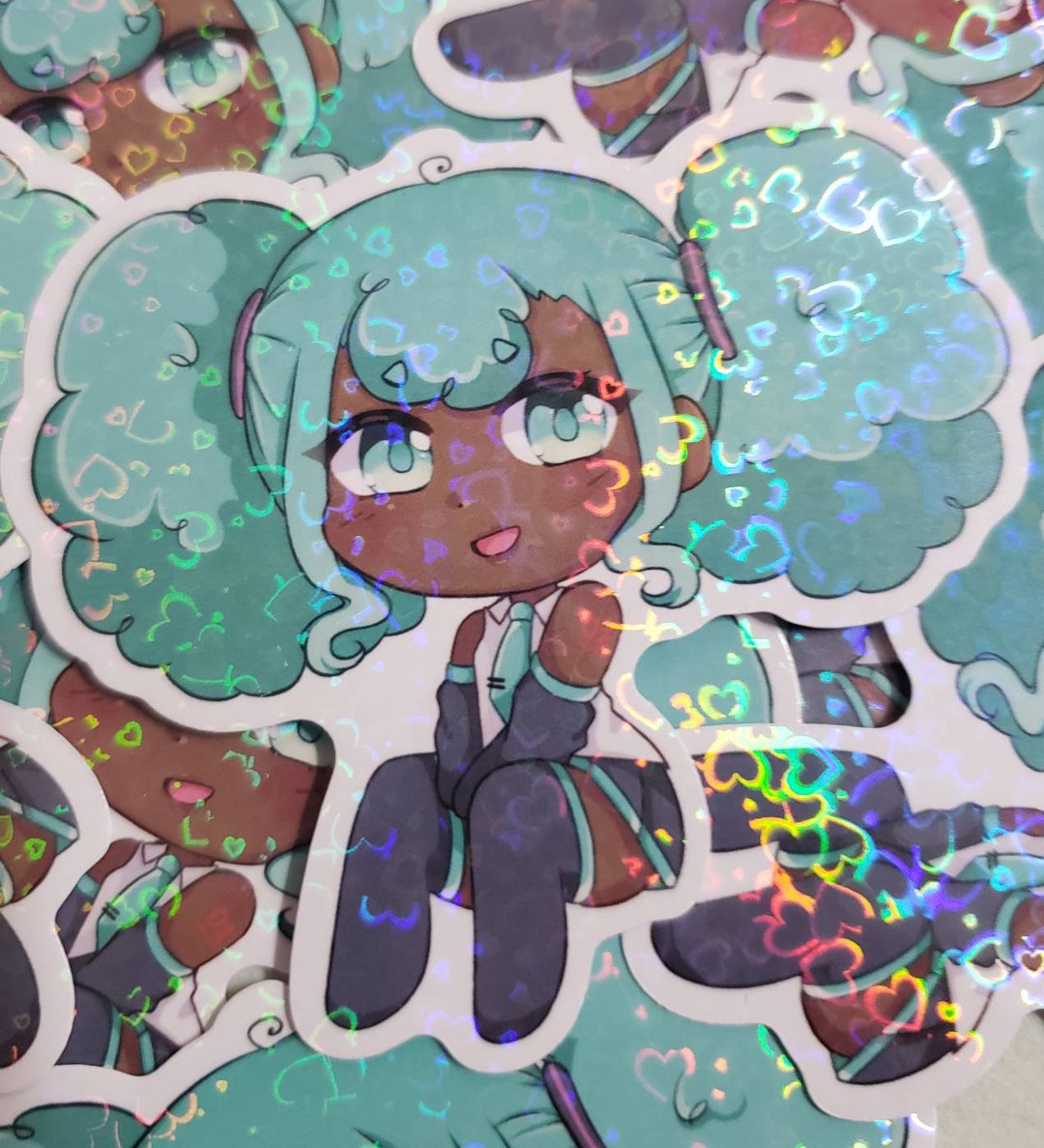 Black Hatsune Miku Holographic Shiny Sticker - Etsy