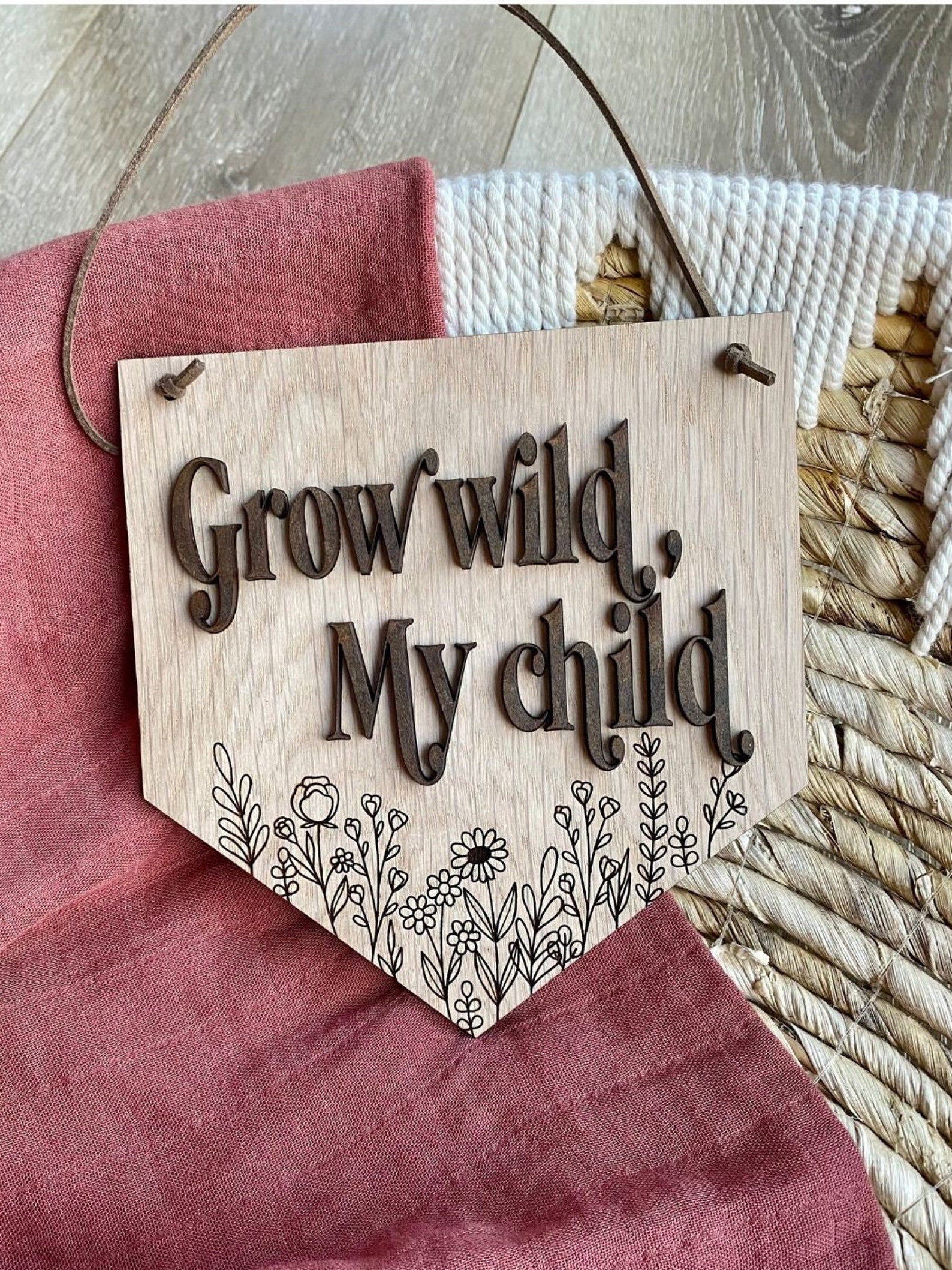 Grow Wild Wall Hanger Girl's Room Wooden Sign Nursery - Etsy