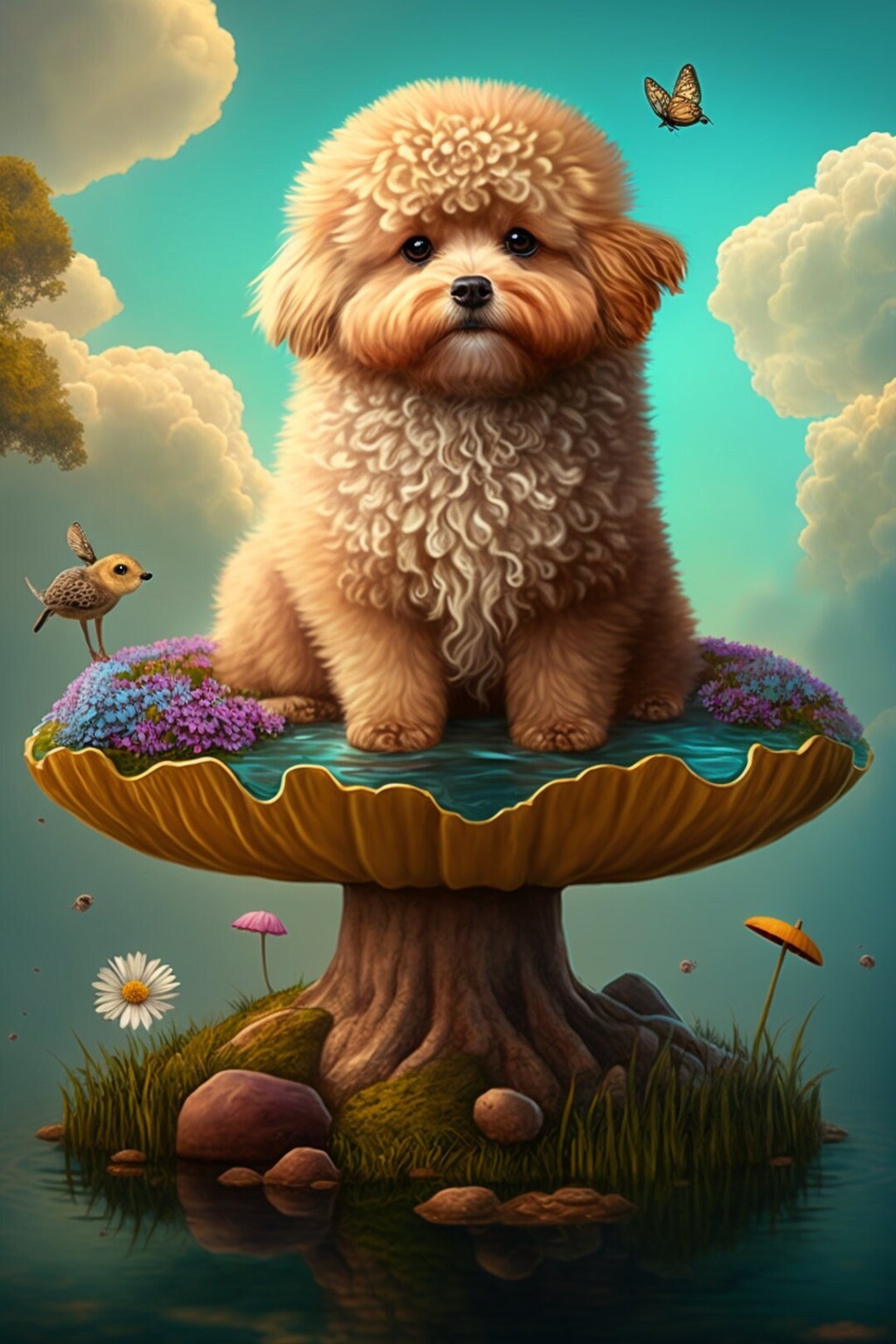Golden Doodle Digital Art Print Cute 3D Fantasy Dog - Etsy