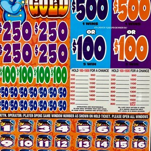 Assorted Cash Board Bingo Pull Tabs - 1 Box - Etsy