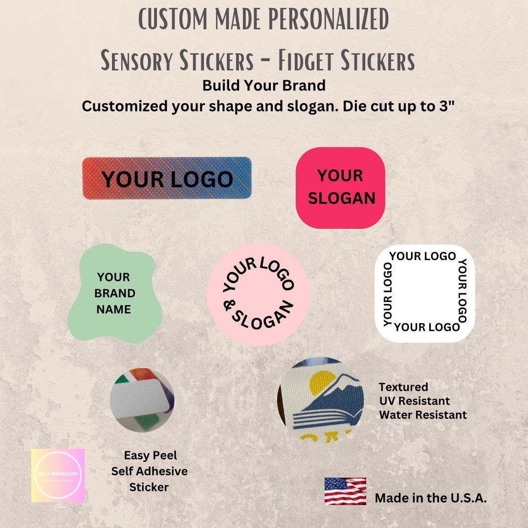 Custom Made Sensory Stickers, Personalized Adhesives Fidget Textured ...