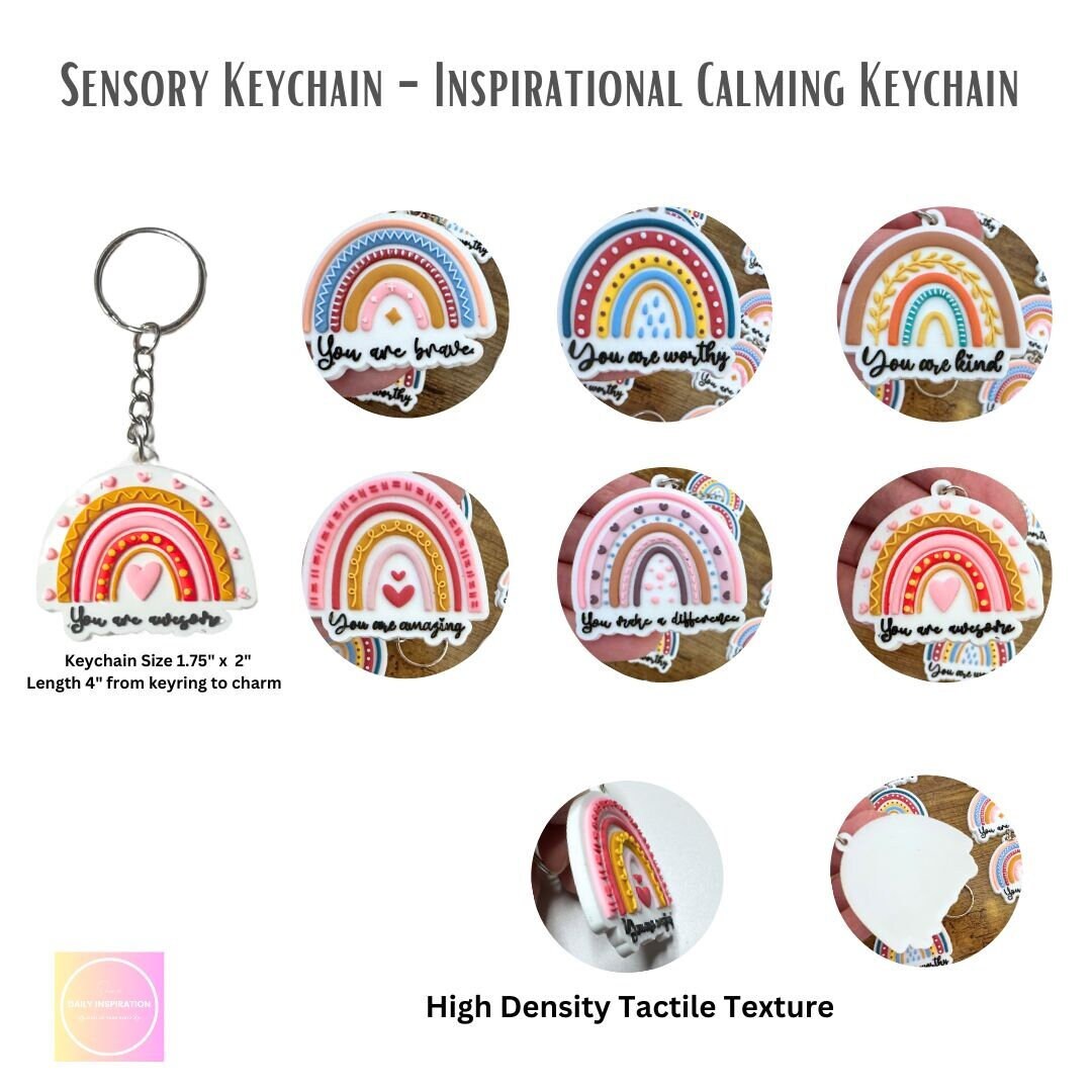 Rainbow Keychain, Calming Textured Sensory Keychains, Textured Key ...