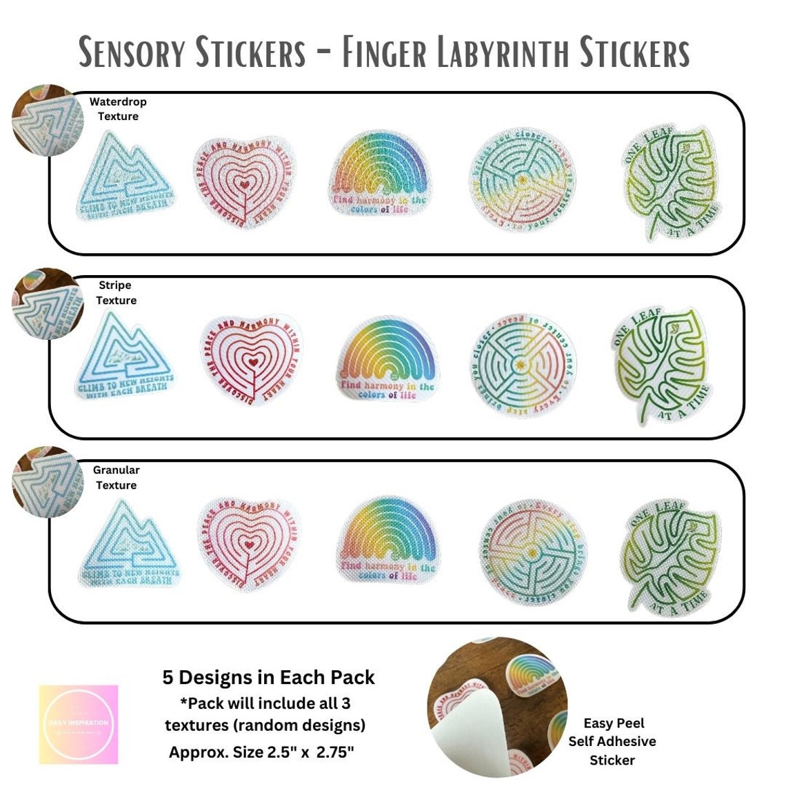 Finger Labyrinth Textured Sensory Stickers, Adhesives Fidget Stickers ...