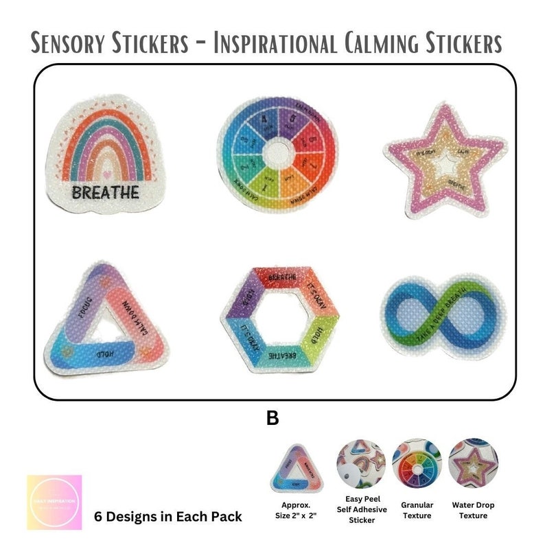 Calming Textured Sensory Stickers, Adhesives Fidget Textured Stickers ...